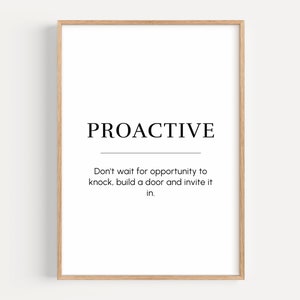 Proactive Meaning, Motivational Wall Art, Hustle Mindset Poster ...