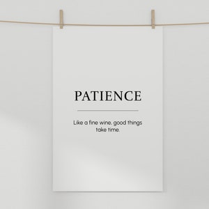 Patience Meaning, Motivational Wall Art, Positive Quote Print, Gift for ...