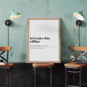 Let's Take This Offline, Funny Definition Print, Office Wall Art, Home ...
