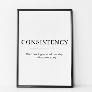 Consistency, Motivational Wall Art, Success Quote Poster, Inspirational ...