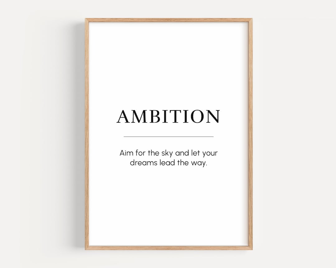 Ambition, Motivational Wall Art, Goal Setting Decor, Inspirational Word ...
