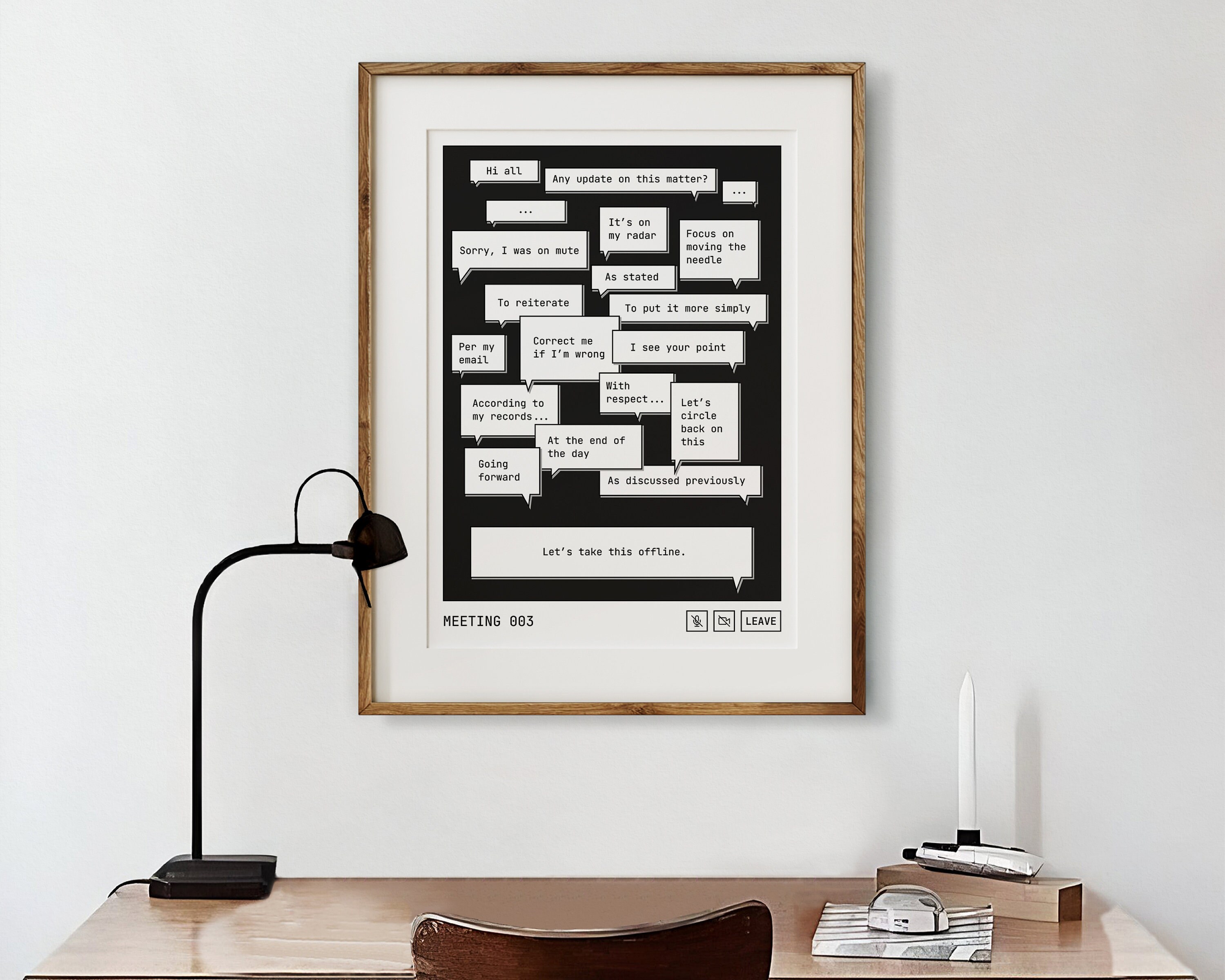 Meeting Phrases, Funny Cubicle Poster, Office Wall Art, Office Desk ...