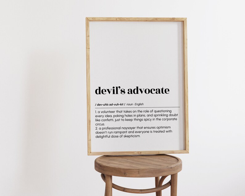Devil's Advocate, Office Wall Art, Corporate Definition, Funny Cubicle ...
