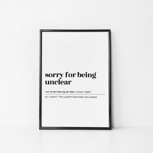 Sorry for Being Unclear, Funny Cubicle Poster, Email Definition Print ...