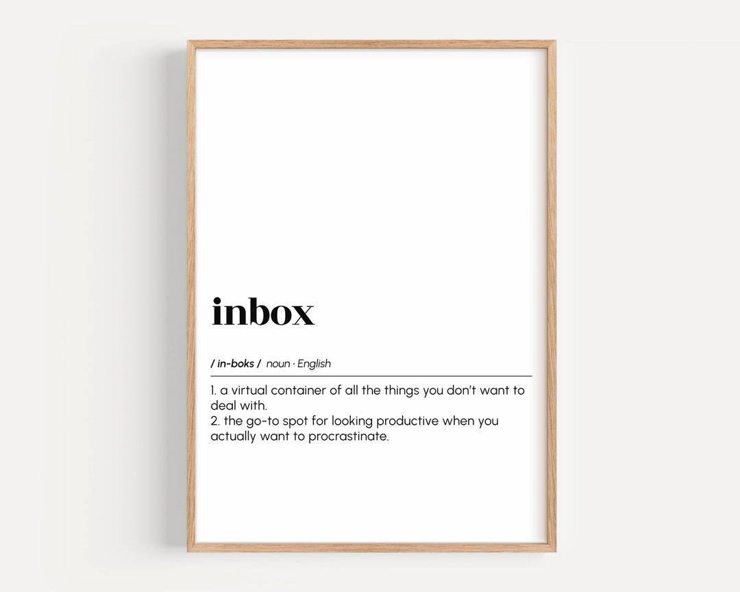 Funny Office Wall Decor, Inbox Definition Print, Cubicle Decor, Desk ...