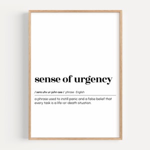 Sense of Urgency, Corporate Jargon, Office Wall Art, Definition Print ...