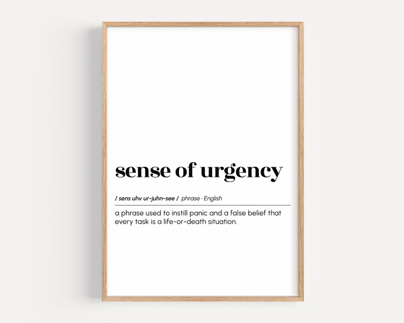 Sense of Urgency, Corporate Jargon, Office Wall Art, Definition Print ...