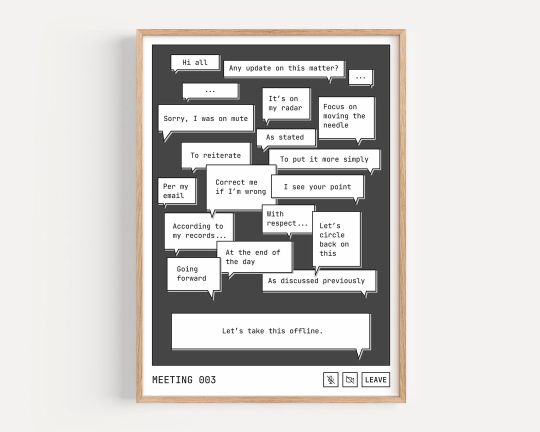 Meeting Phrases, Funny Cubicle Poster, Office Wall Art, Office Desk ...