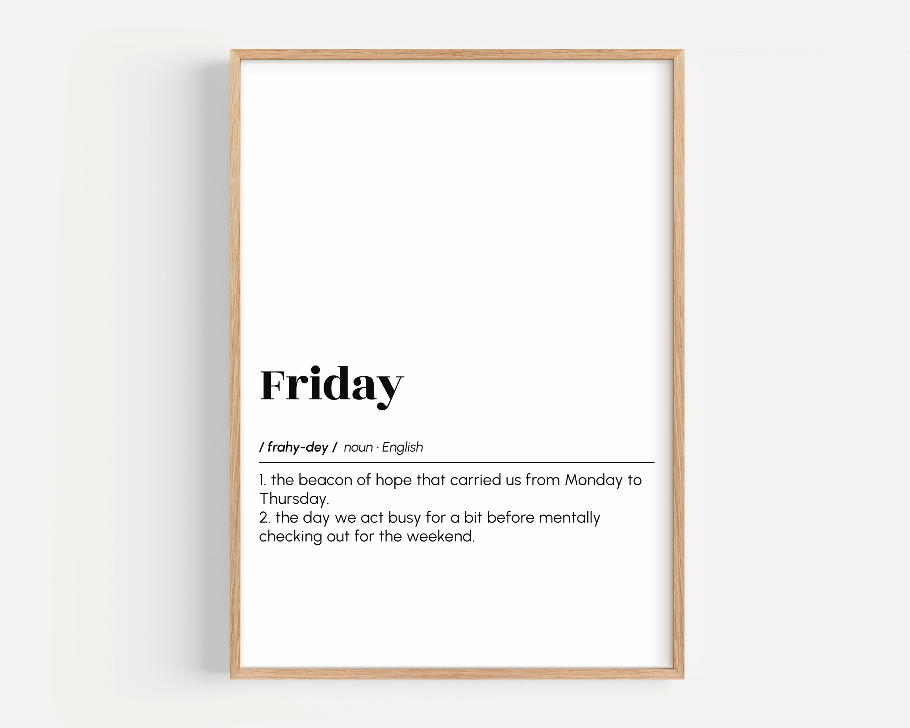 Friday Definition Print, Funny Office Decor, Office Wall Art, Home ...