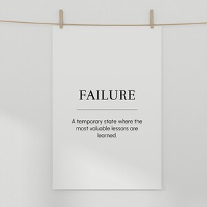 Failure, Motivational Wall Art, Success Quote Poster, Inspirational ...