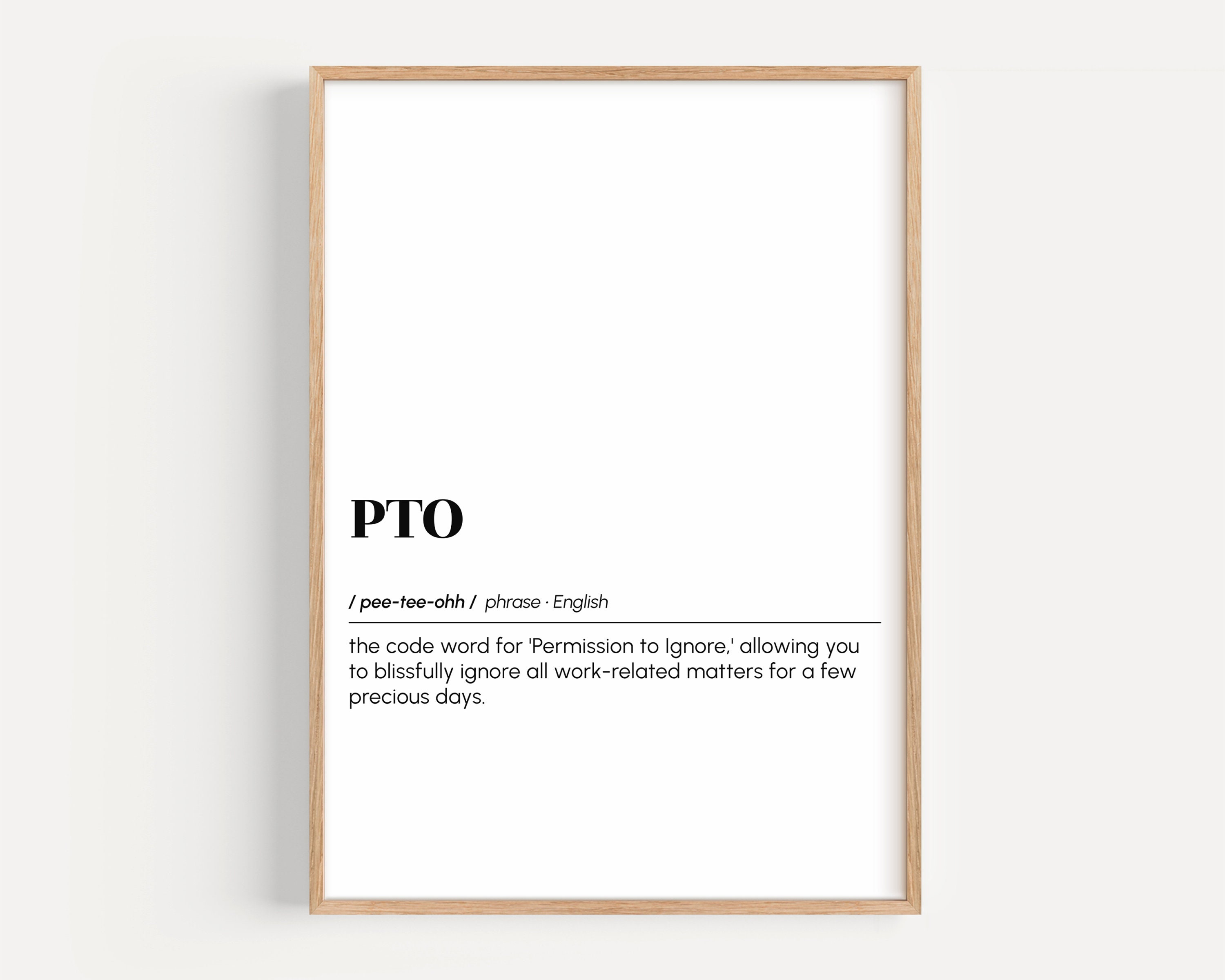 Funny Office Wall Art, PTO Definition Print, Home Office Poster ...