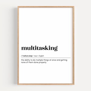 Multitasking, Funny Definition Print, Office Wall Art, Home Office ...