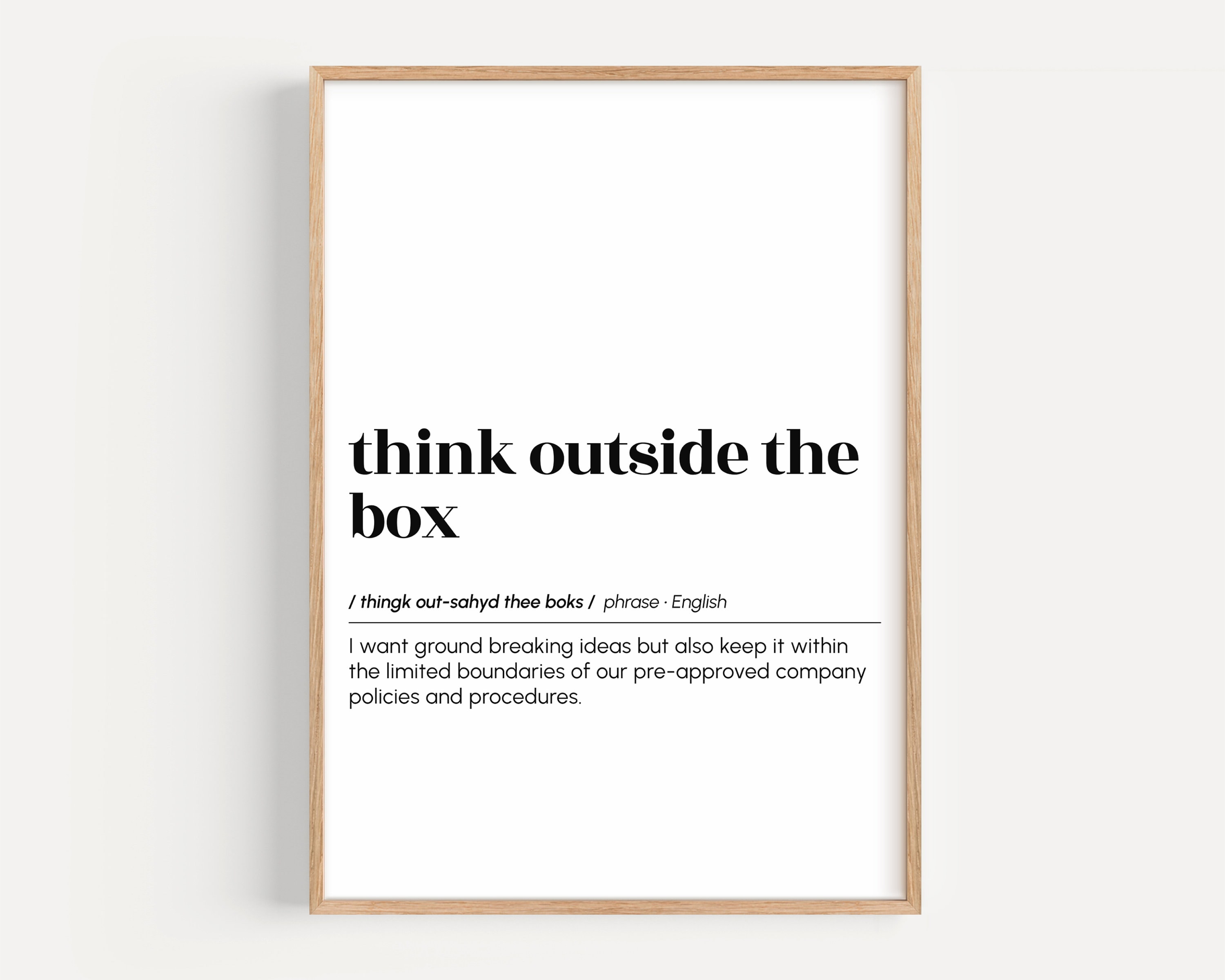 Think Outside the Box Definition Print, Funny Manager Gift, Sarcastic ...