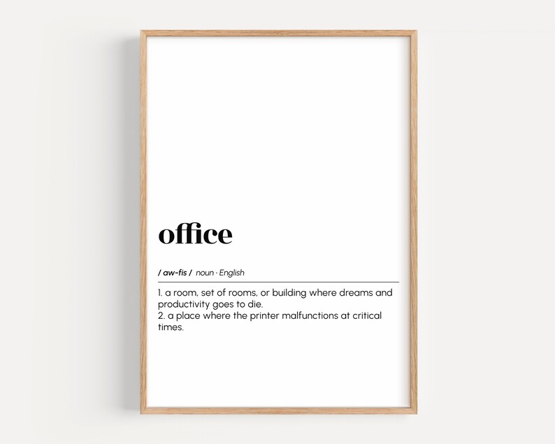 Office Definition Print, Funny Office Decor, Office Wall Art, Home ...