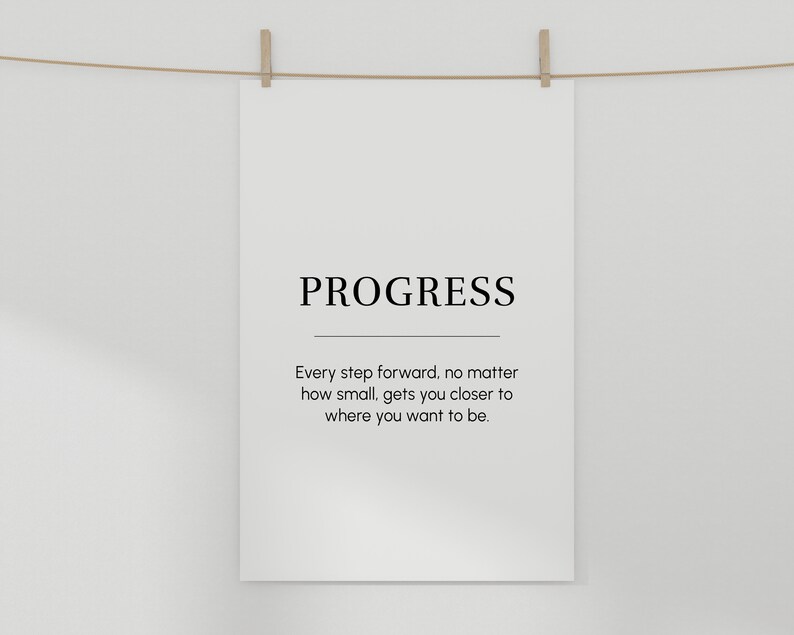 Progress Meaning, Motivational Wall Art, Positive Entrepreneur Mindset ...