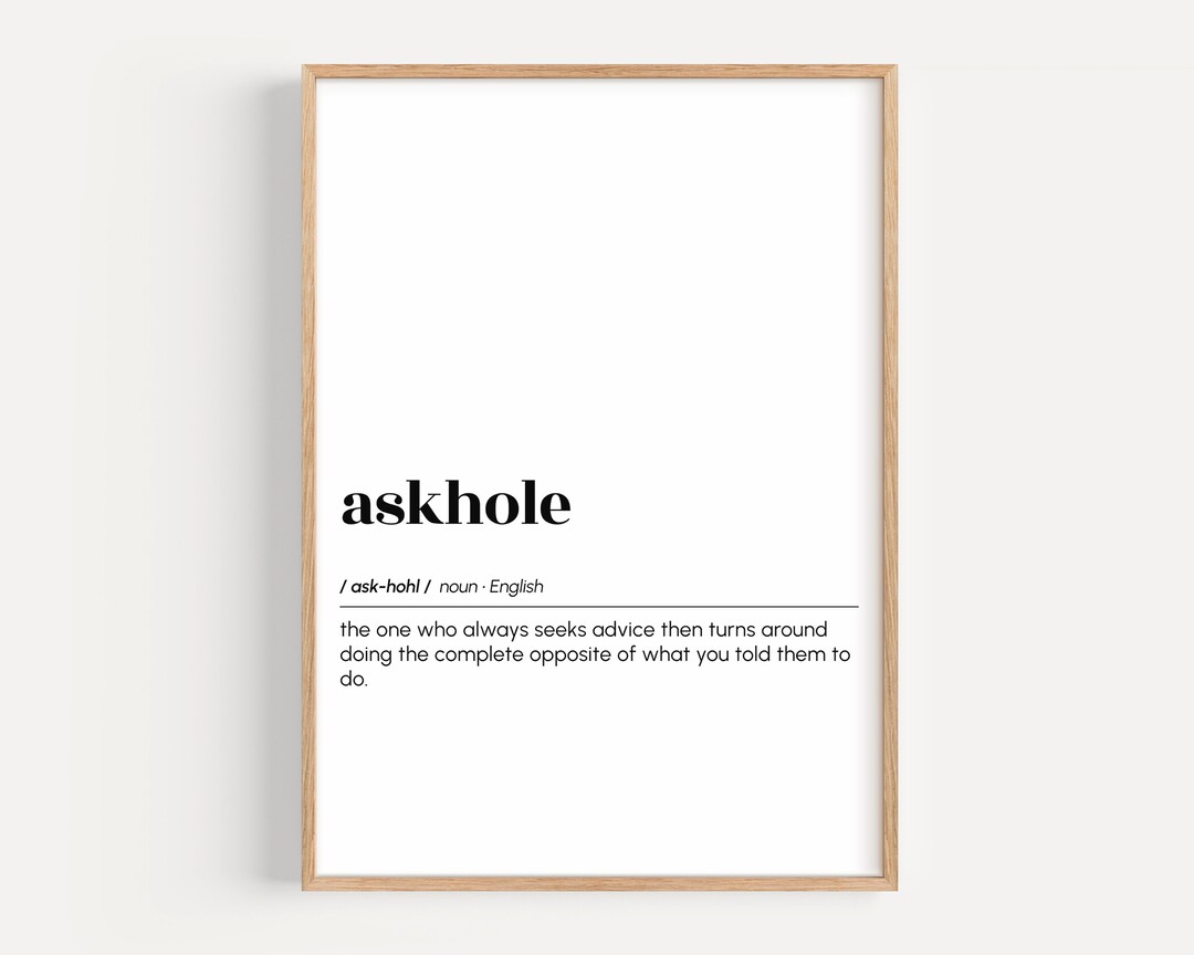 Funny Home Office Poster, Askhole Definition Print, Office Wall Art ...