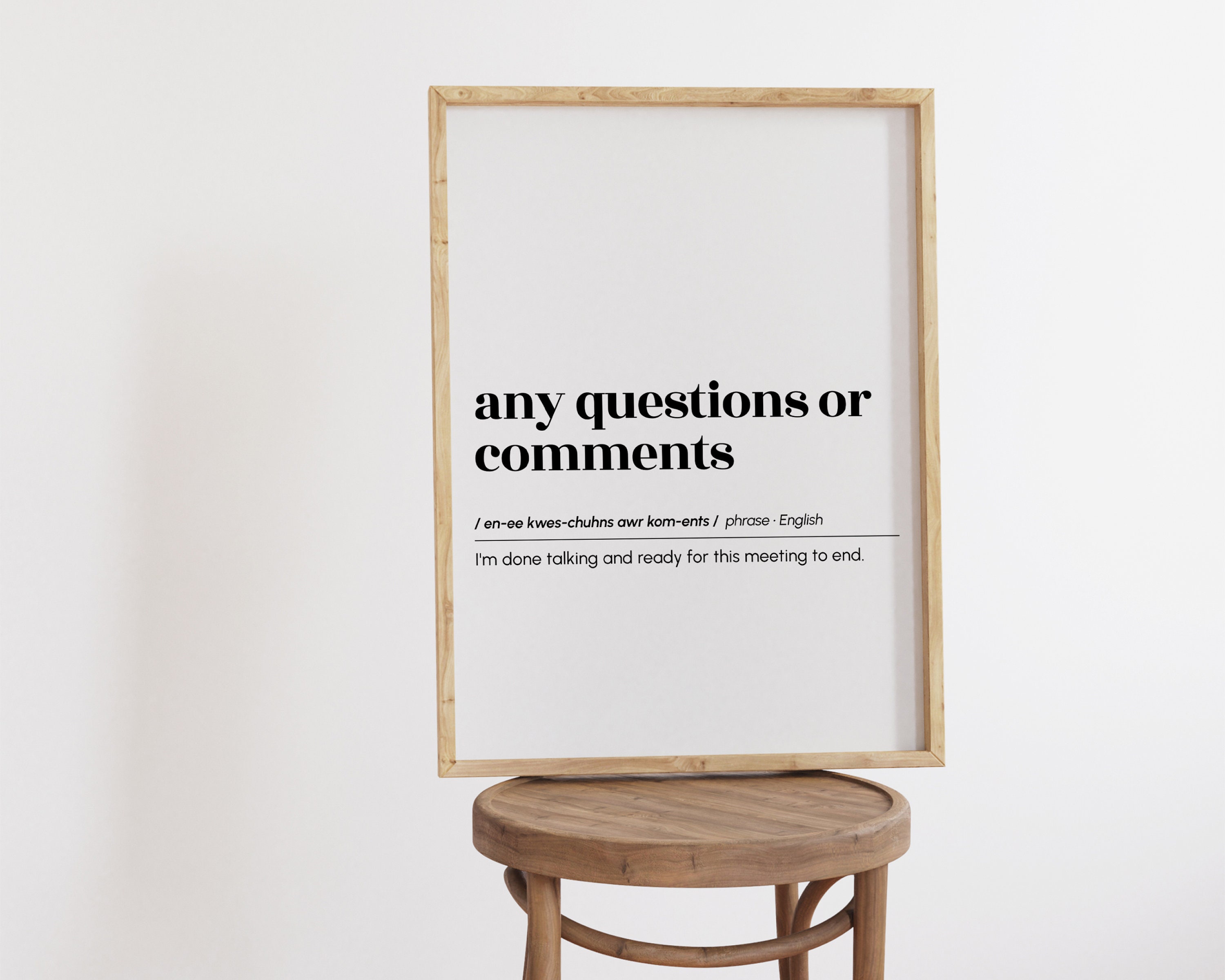 Any Questions or Comments, Funny Definition Print, Office Wall Art ...