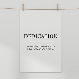 Motivational Wall Art, Dedication, Inspirational Quote Print, Poster ...