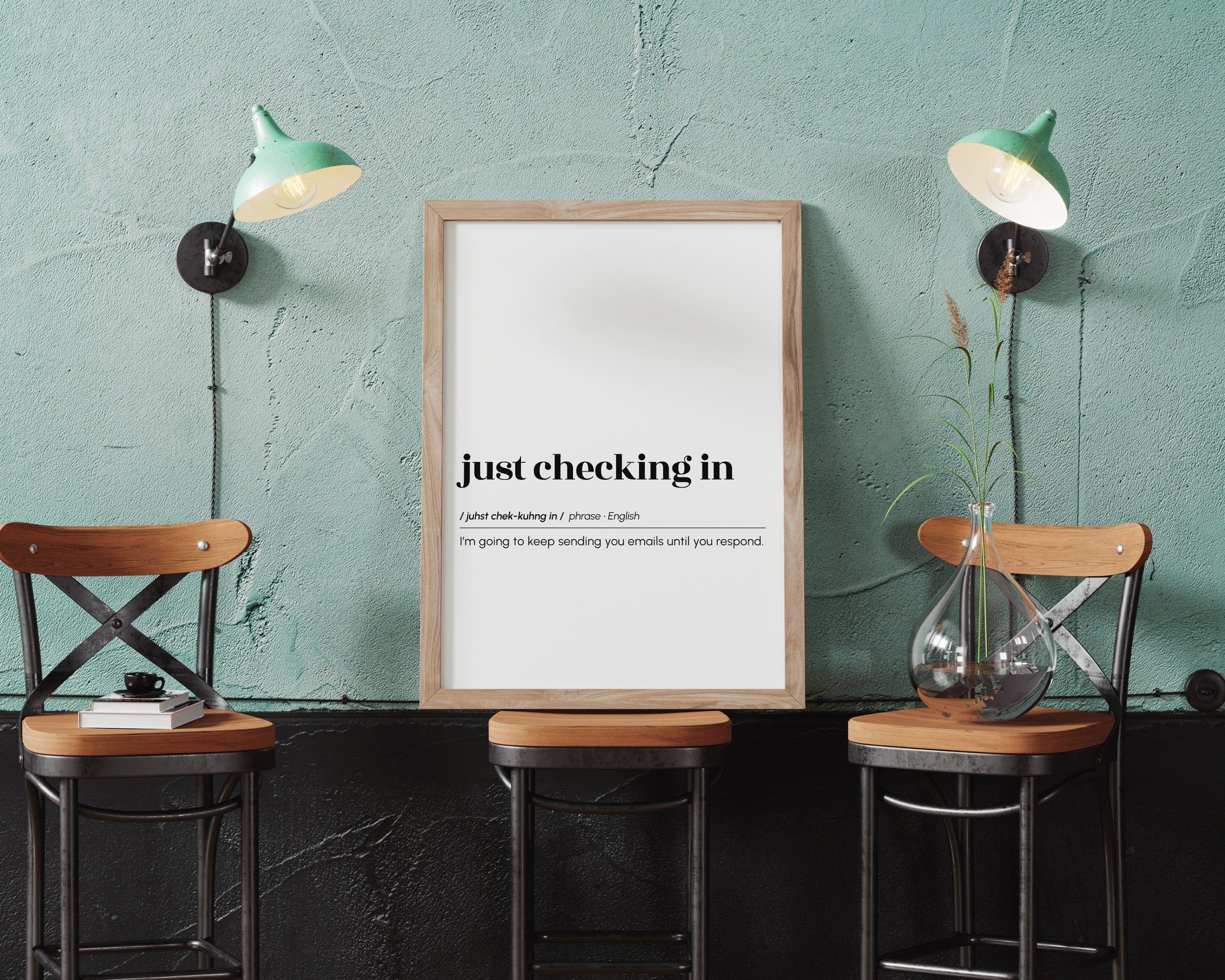 Just Checking In, Funny Definition Print, Office Wall Art, Home Office ...