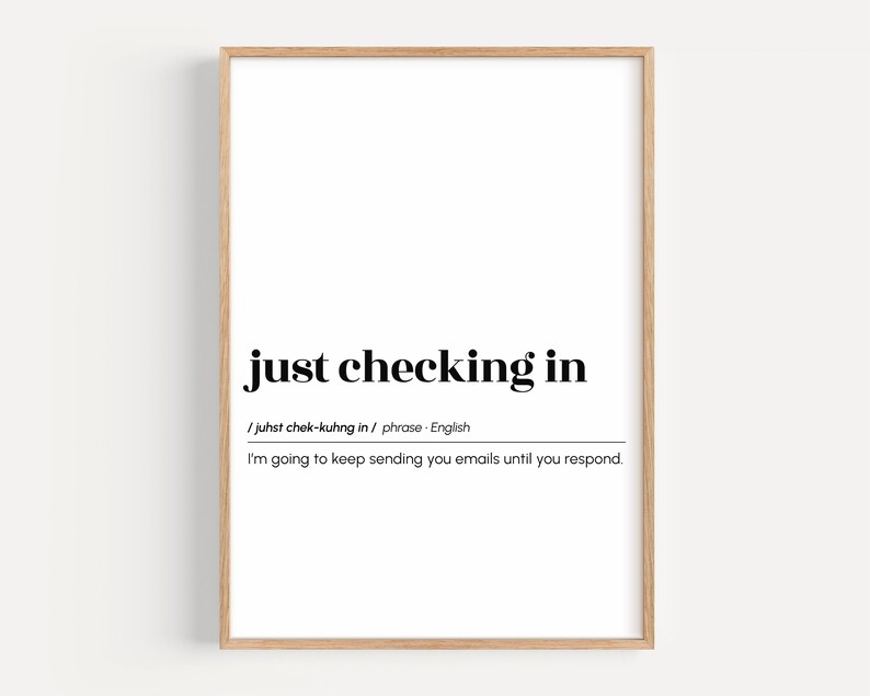 Just Checking In, Funny Definition Print, Office Wall Art, Home Office ...