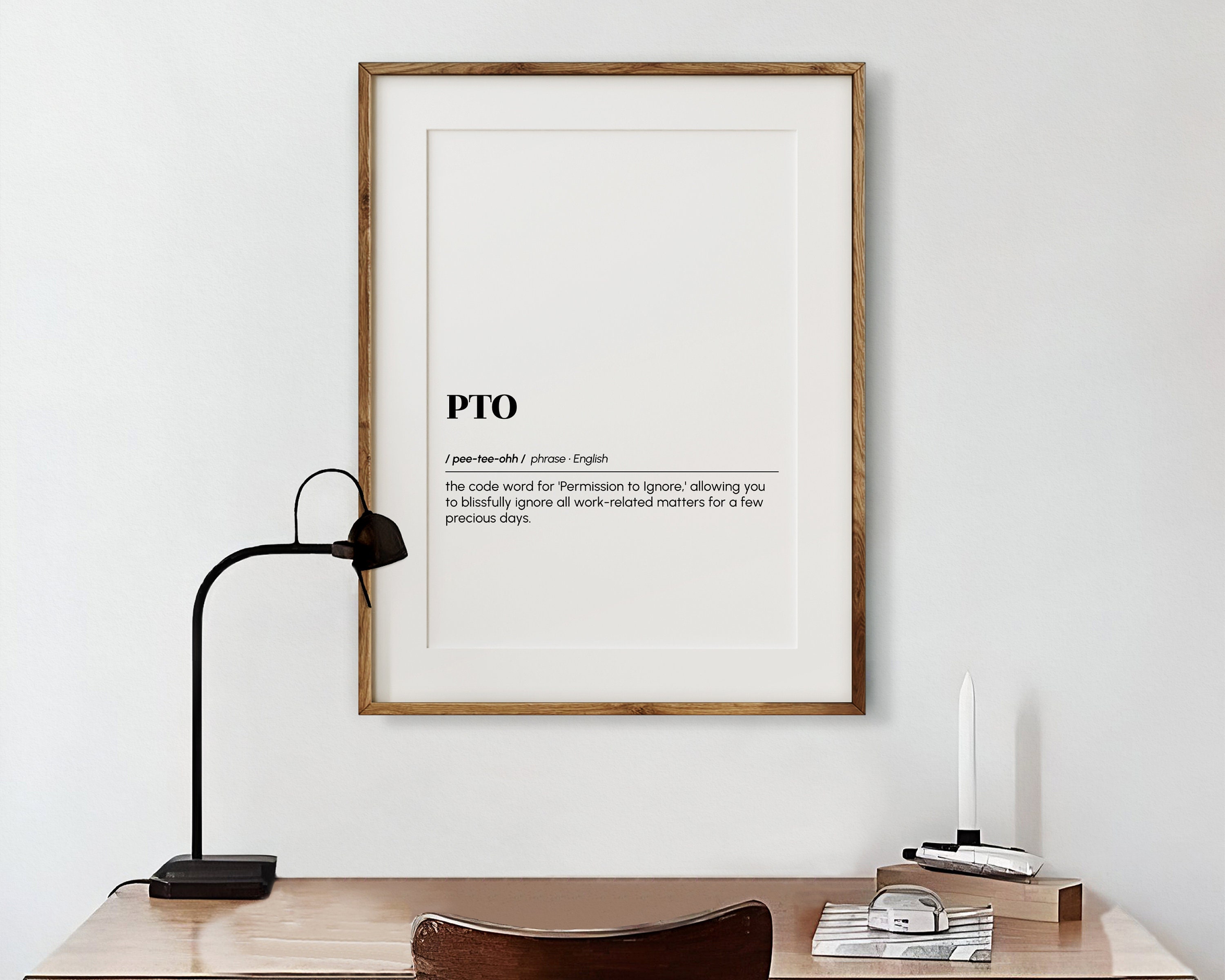 Funny Office Wall Art, PTO Definition Print, Home Office Poster ...