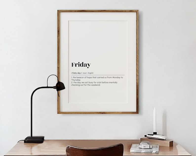 Friday Definition Print, Funny Office Decor, Office Wall Art, Home ...
