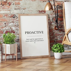 Proactive Meaning, Motivational Wall Art, Hustle Mindset Poster ...