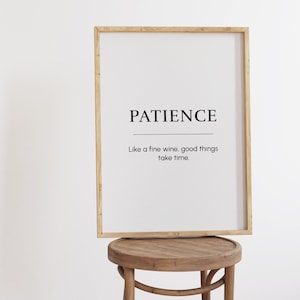 Patience Meaning, Motivational Wall Art, Positive Quote Print, Gift for ...