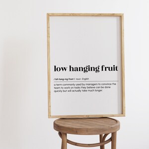 Low Hanging Fruit, Funny Definition Print, Office Wall Art, Home Office ...