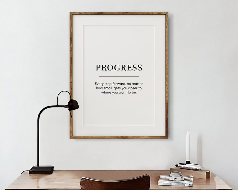 Progress Meaning, Motivational Wall Art, Positive Entrepreneur Mindset ...