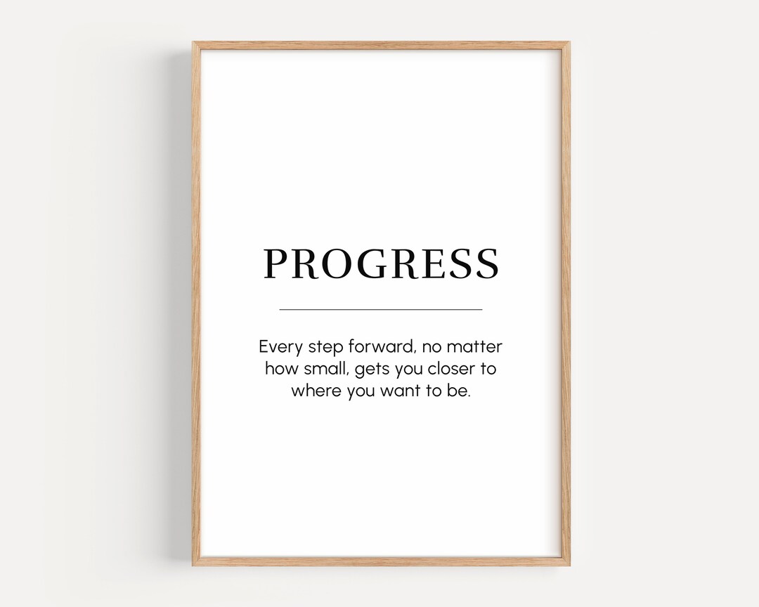 Progress Meaning, Motivational Wall Art, Positive Entrepreneur Mindset ...