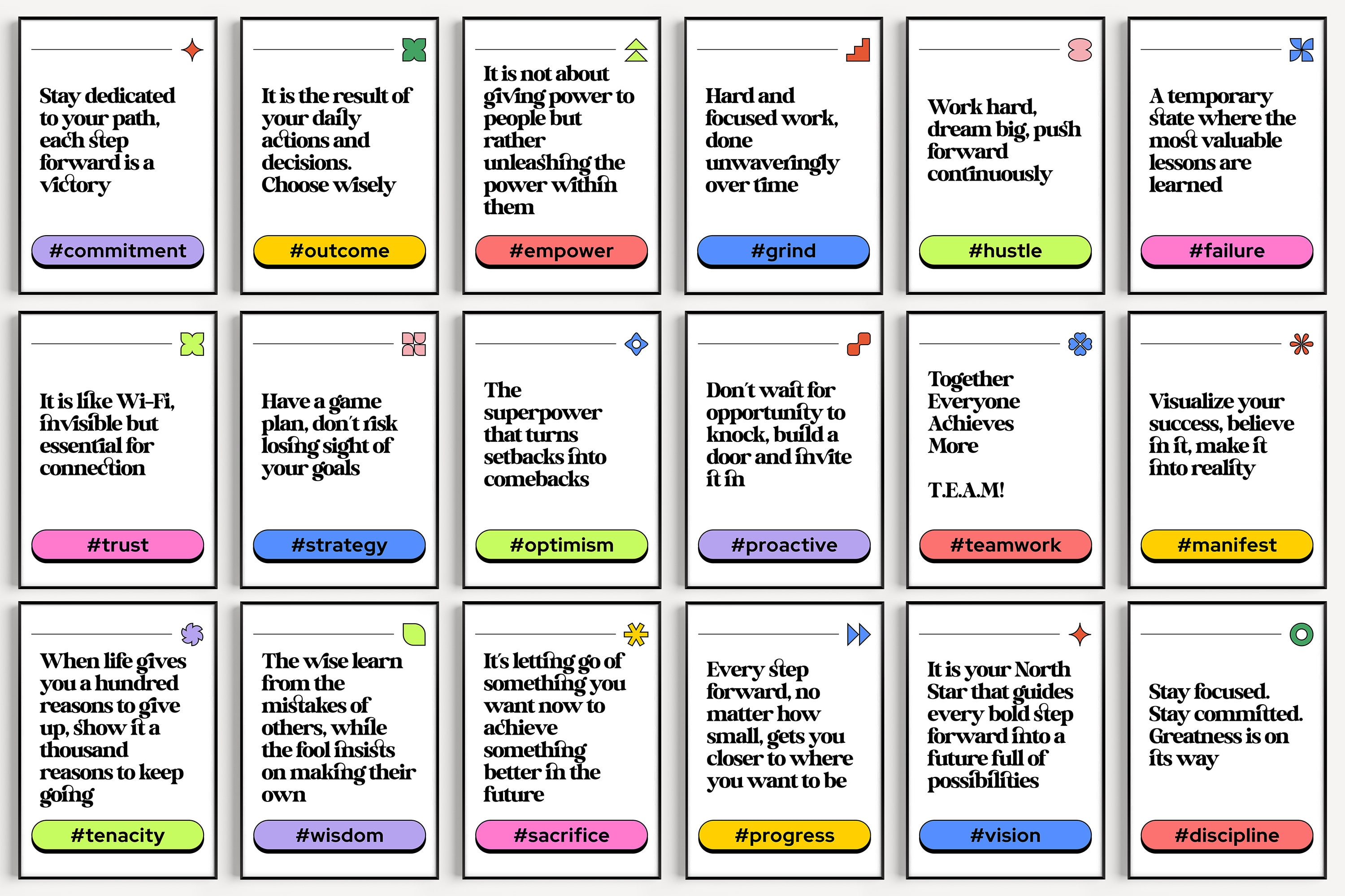 50 Motivational Quotes Vibrant Print Bundle Collection - Inspirational ...