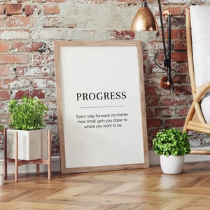Progress Meaning, Motivational Wall Art, Positive Entrepreneur Mindset ...