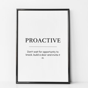 Proactive Meaning, Motivational Wall Art, Hustle Mindset Poster ...