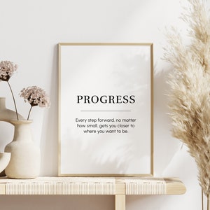 Progress Meaning, Motivational Wall Art, Positive Entrepreneur Mindset ...