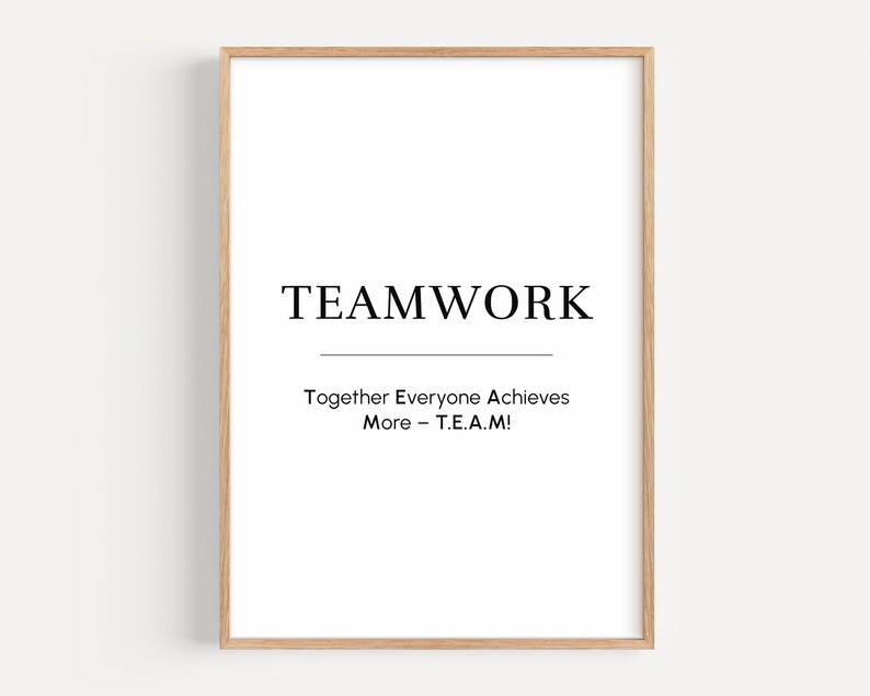 Teamwork Definition Print, Motivational Wall Art, Collaboration Mindset ...