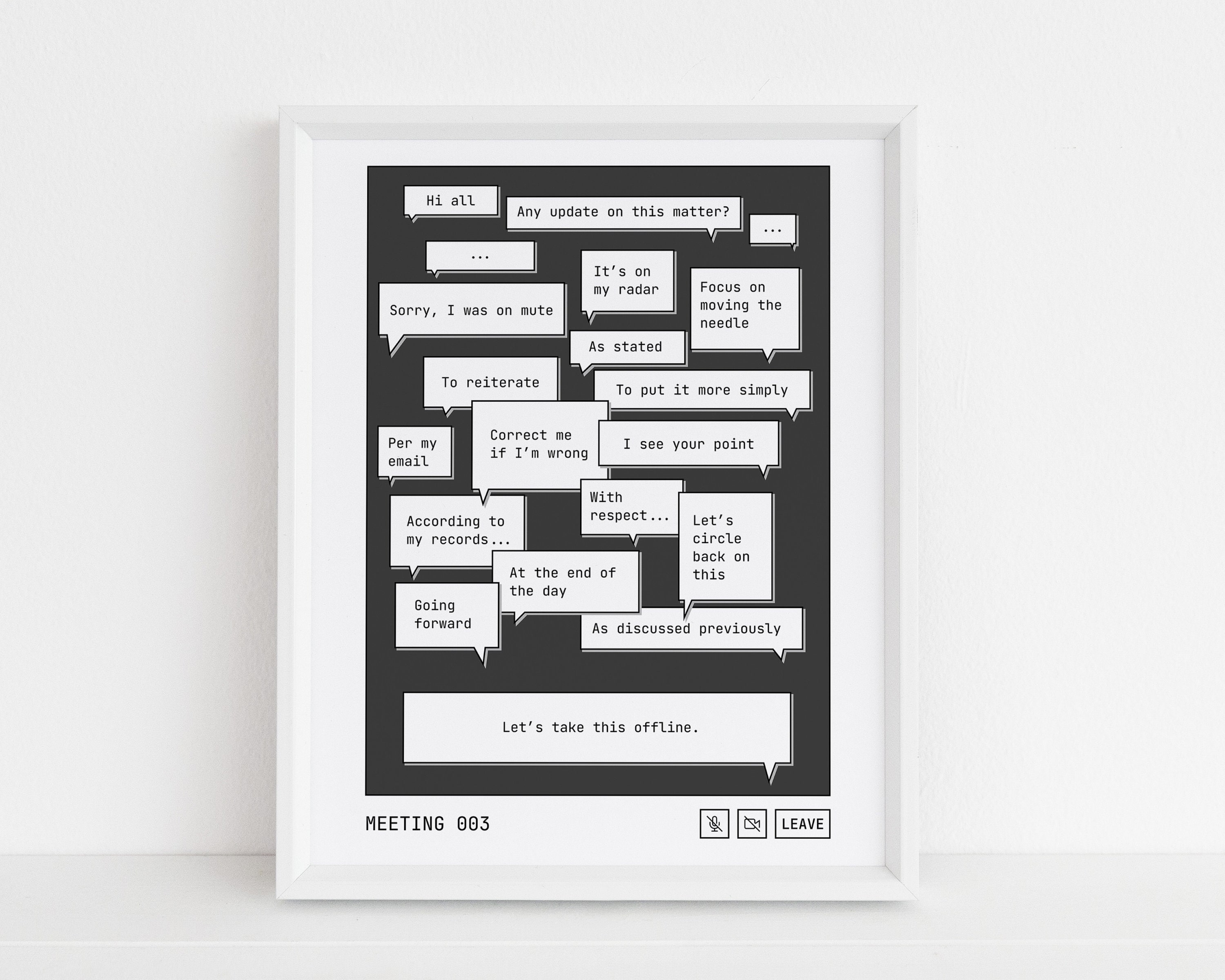 Meeting Phrases, Funny Cubicle Poster, Office Wall Art, Office Desk ...
