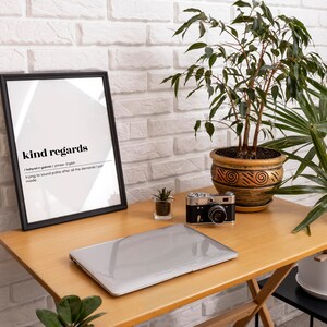Kind Regards, Funny Definition Print, Office Wall Art, Home Office ...