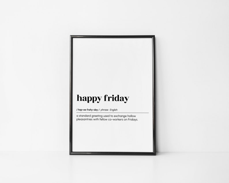 Happy Friday, Funny Cubicle Poster, Meeting Phrases Definition Print ...