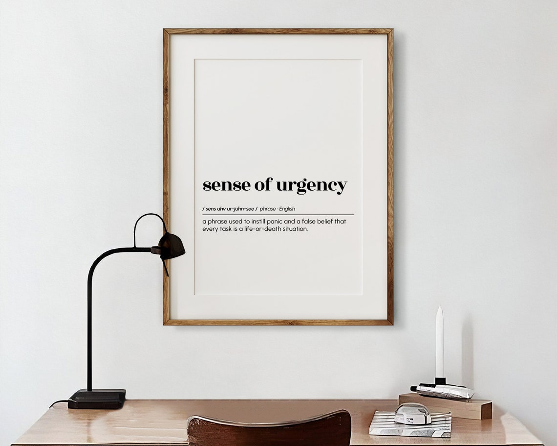 Sense of Urgency, Corporate Jargon, Office Wall Art, Definition Print ...