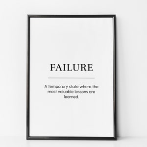 Failure, Motivational Wall Art, Success Quote Poster, Inspirational ...