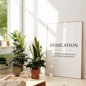 Motivational Wall Art, Dedication, Inspirational Quote Print, Poster ...