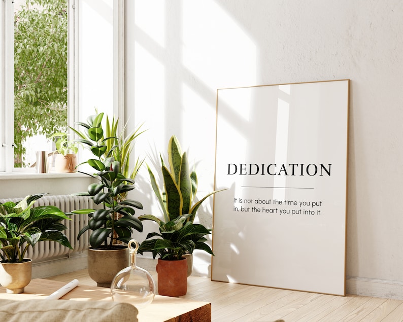 Motivational Wall Art, Dedication, Inspirational Quote Print, Poster ...