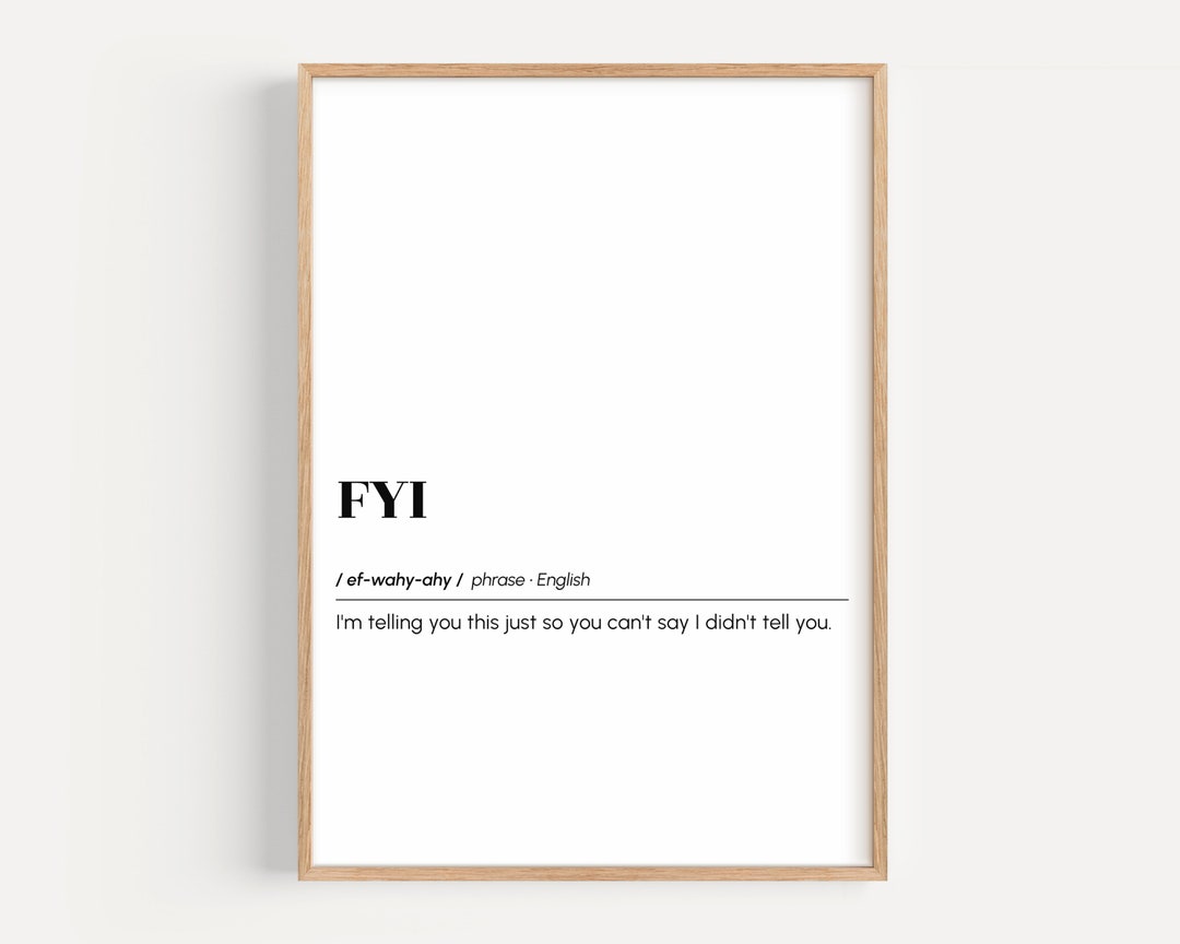 Funny Office Wall Art, FYI Definition Print, Home Office Poster ...