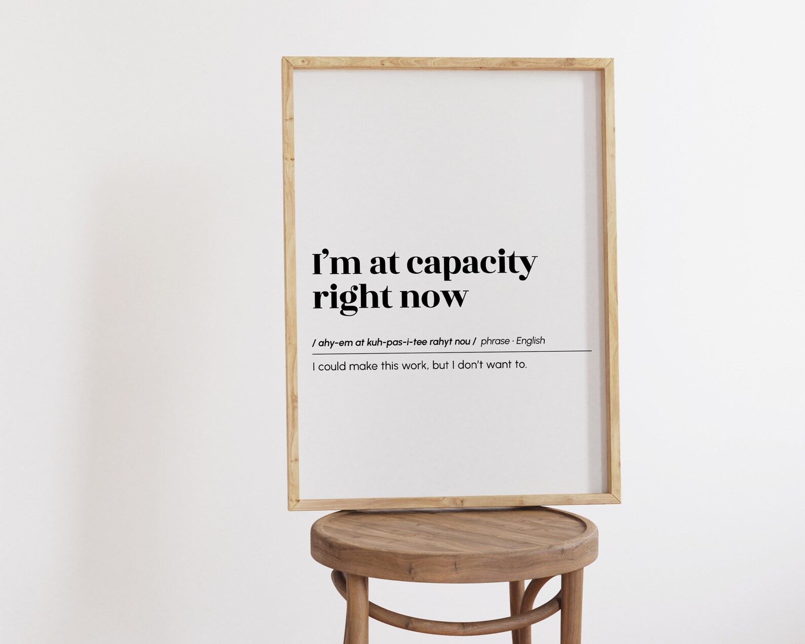 I'm at Capacity Right Now, Funny Definition Print, Office Wall Art ...