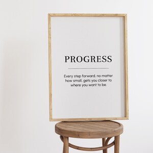 Progress Meaning, Motivational Wall Art, Positive Entrepreneur Mindset ...