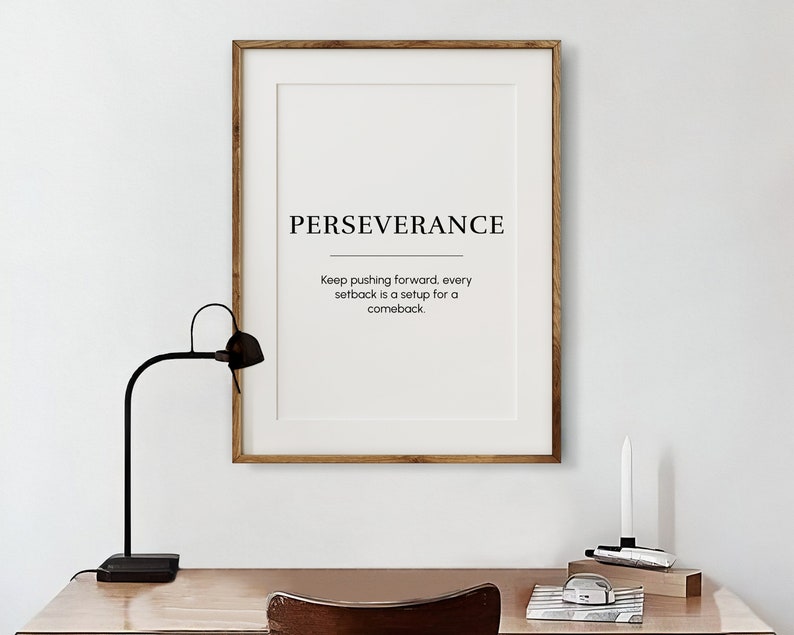 Perseverance, Motivational Wall Art, Inspirational Quote Print, Goal ...