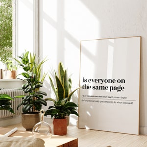 Is Everyone on the Same Page, Funny Definition Print, Office Wall Art ...