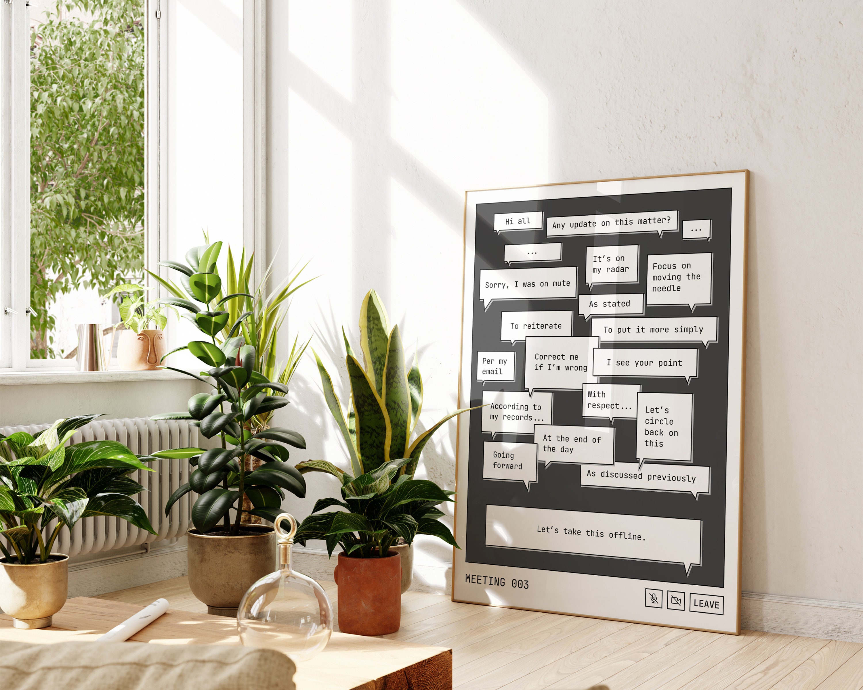 Meeting Phrases, Funny Cubicle Poster, Office Wall Art, Office Desk ...