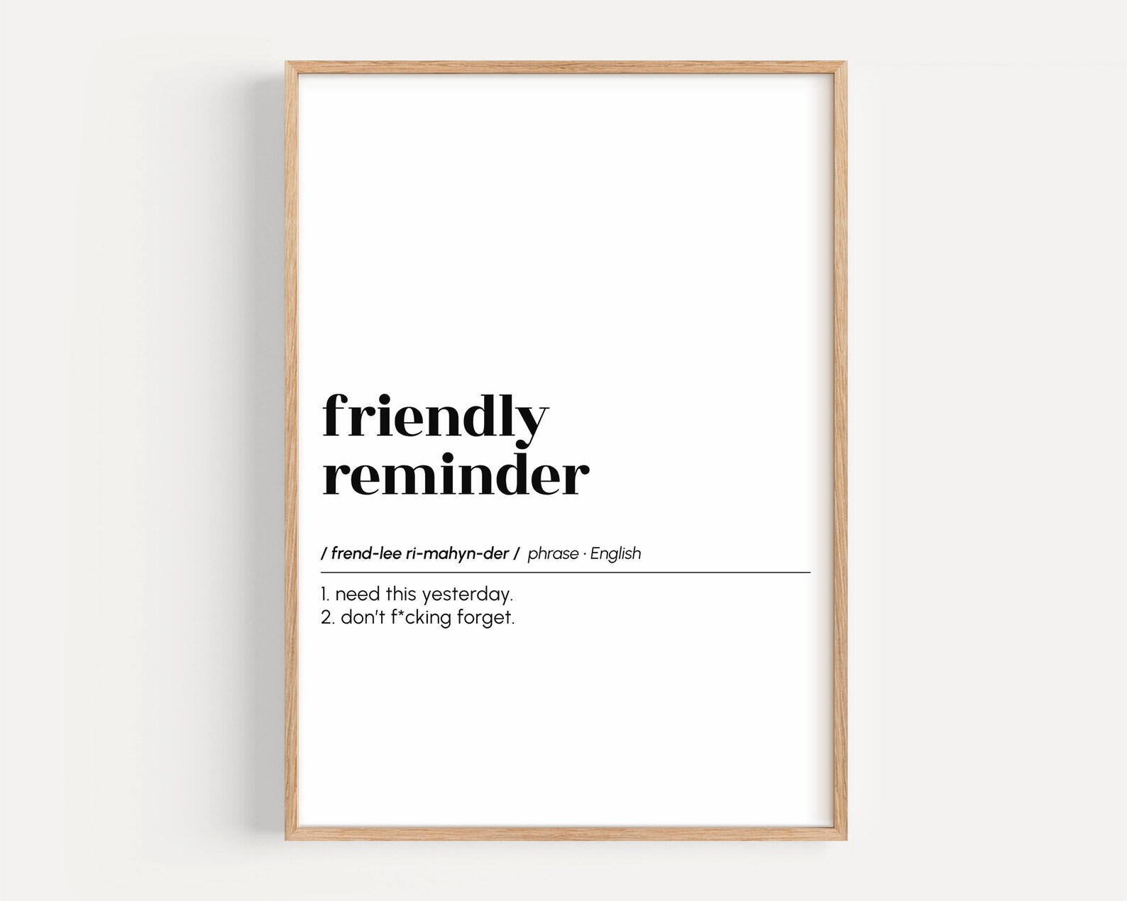 Friendly Reminder, Funny Definition Print, Office Wall Art, Home Office ...